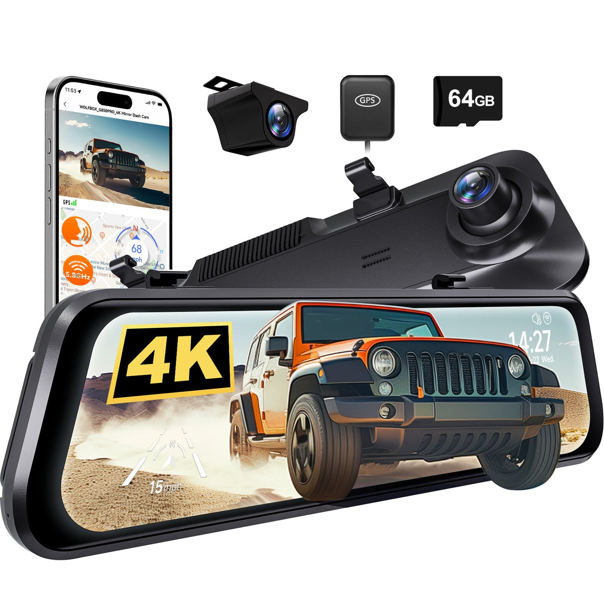 Mirror Dash Cam with Smart Rearview | Wolfbox