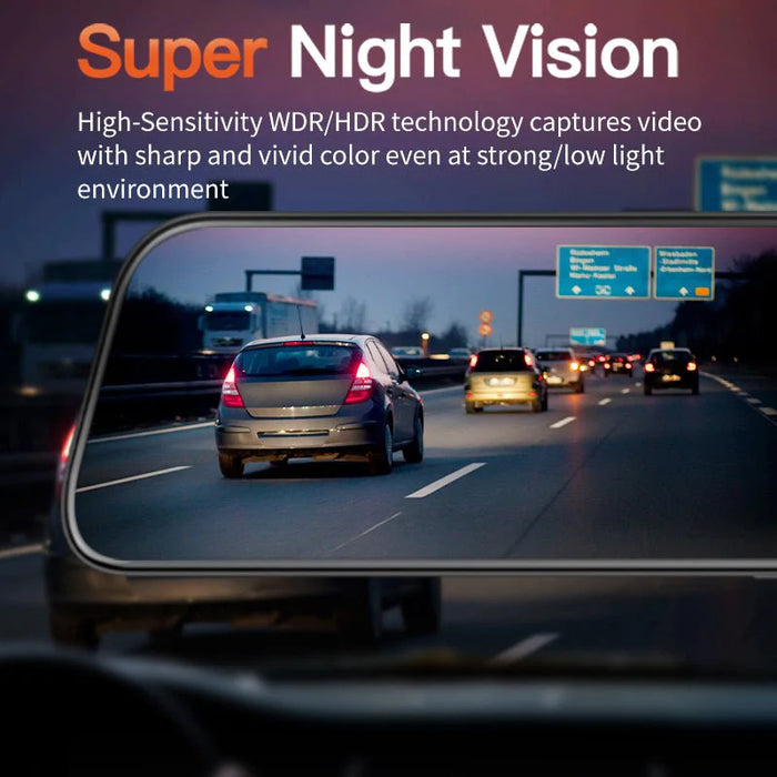 WOLFBOX G840S 12″ 4K Mirror Dash Cam 2160P Full HD Smart Rear View Cam